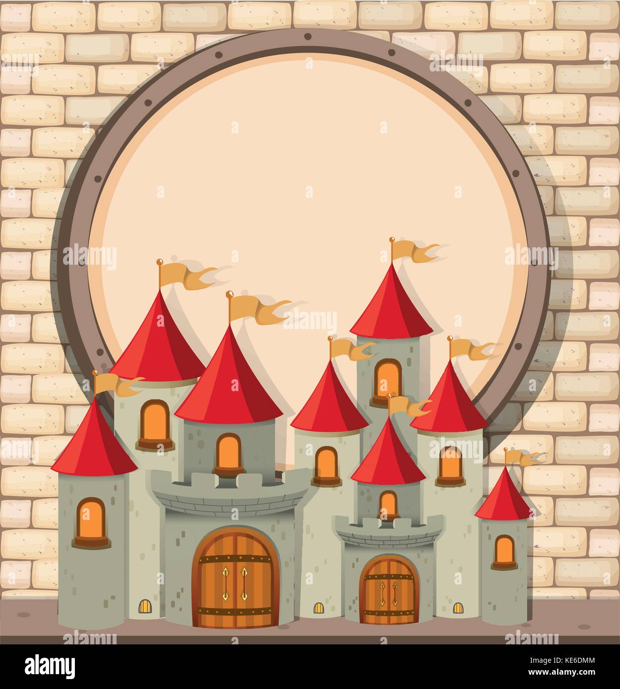 Border design with castle towers illustration Stock Vector Image & Art ...