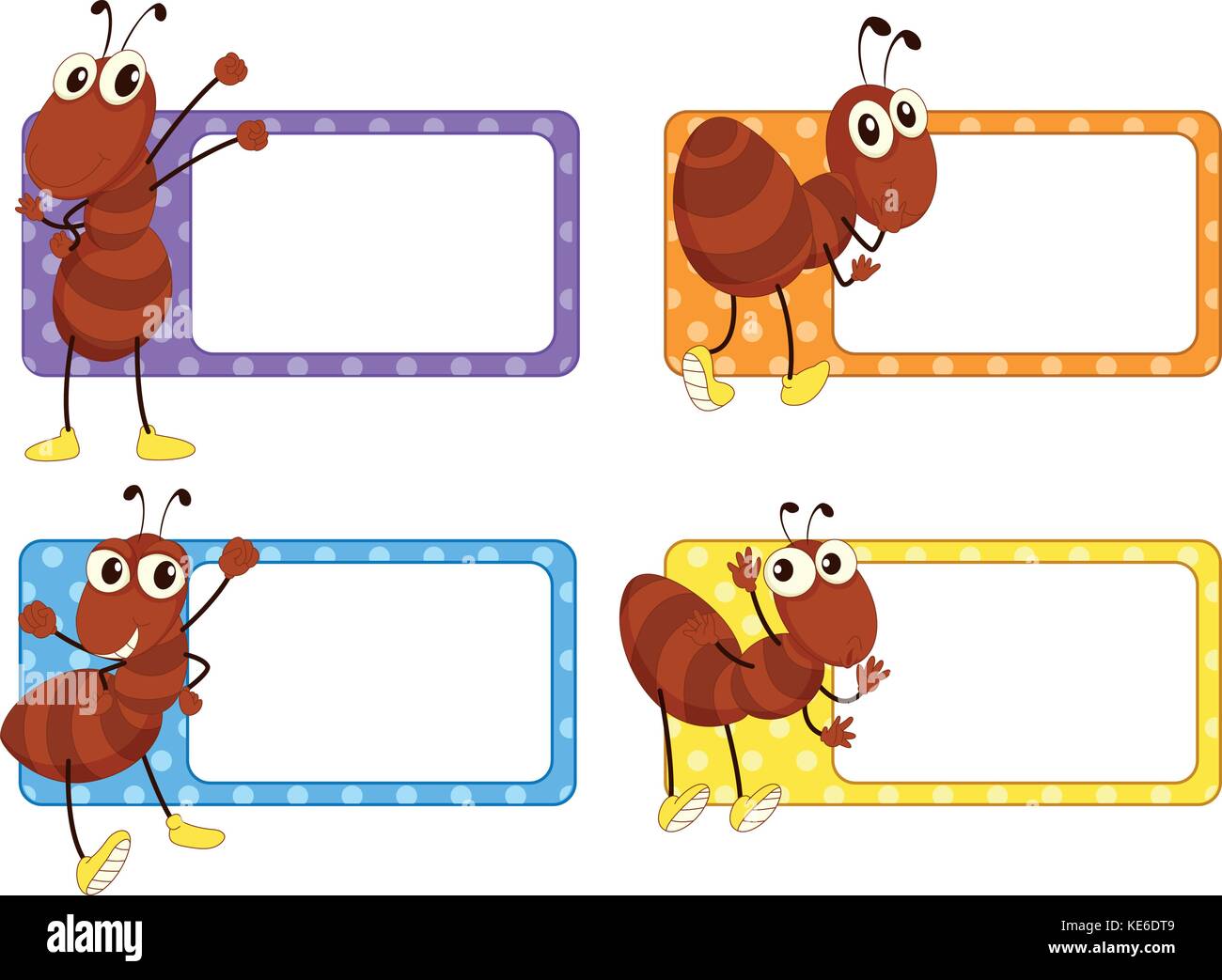 Square labels with red ants illustration Stock Vector Image & Art - Alamy