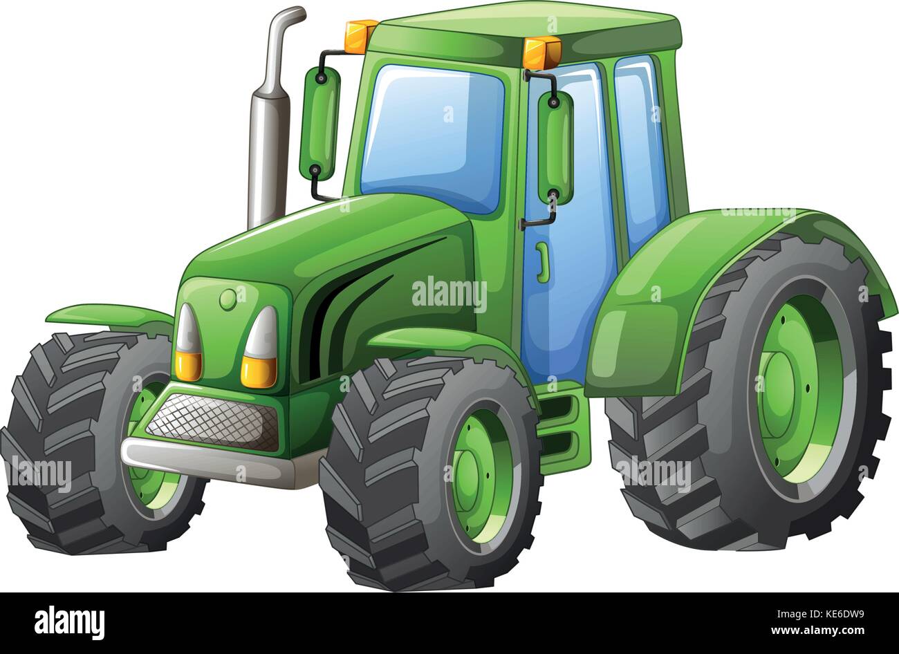Green tractor with big wheels illustration Stock Vector Image & Art - Alamy