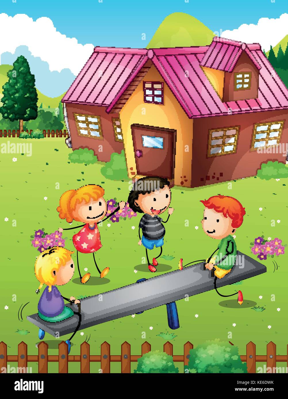 Backyard Play Clipart