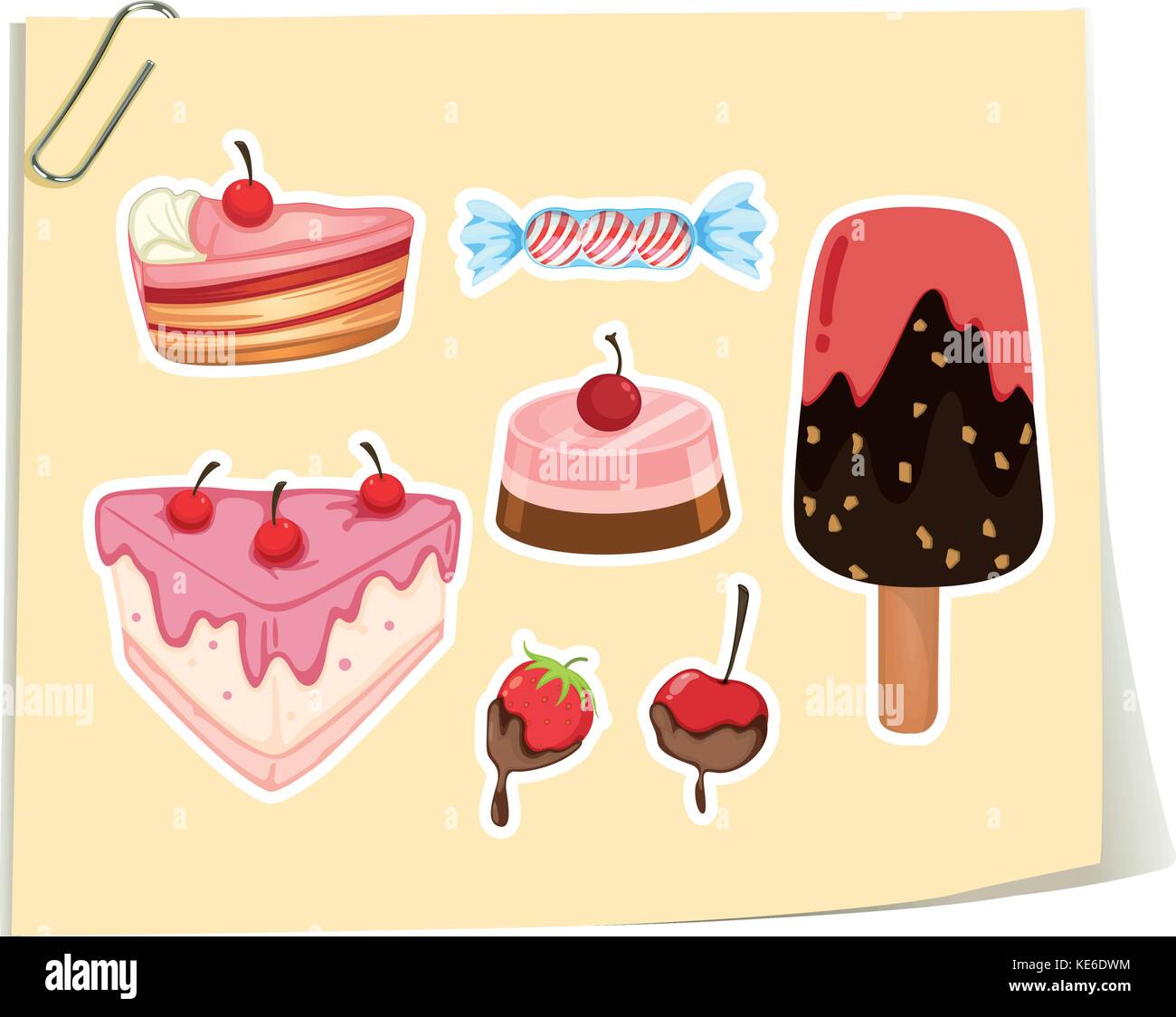 Dessert set cake and icecream illustration Stock Vector Image & Art - Alamy
