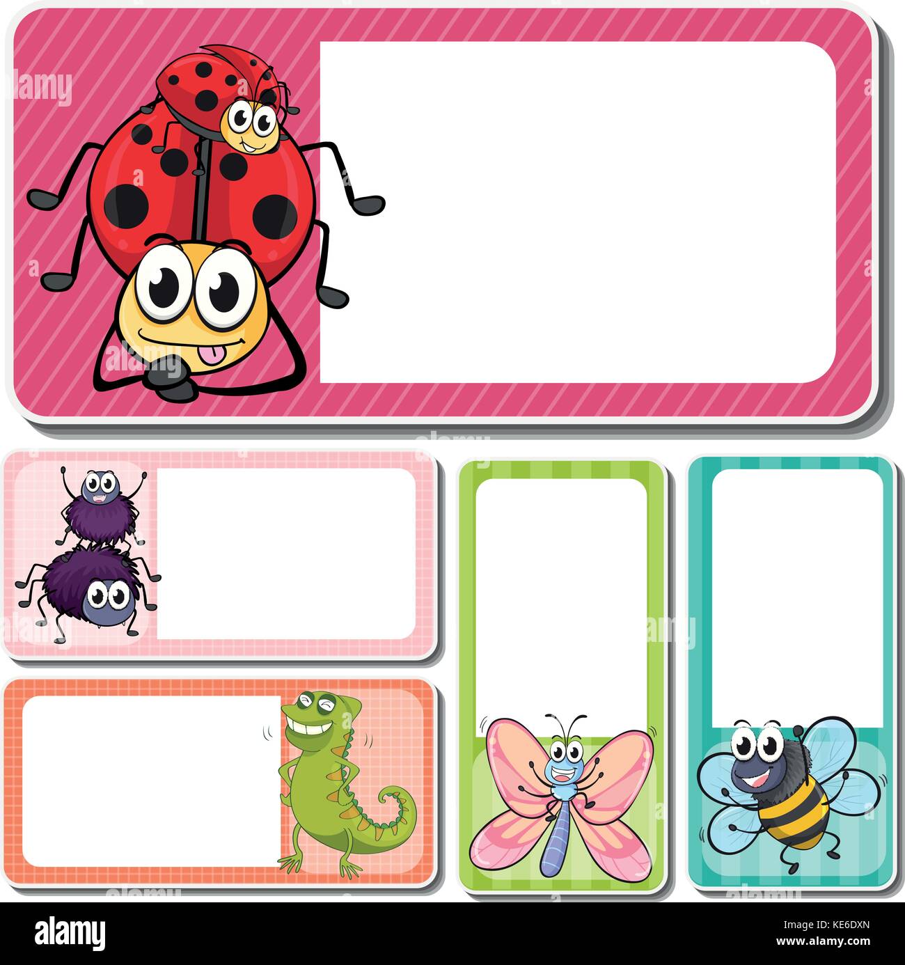 Different insects on square labels illustration Stock Vector Image ...
