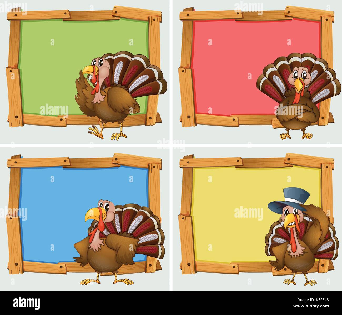 Frame designs with turkeys illustration Stock Vector Image & Art - Alamy
