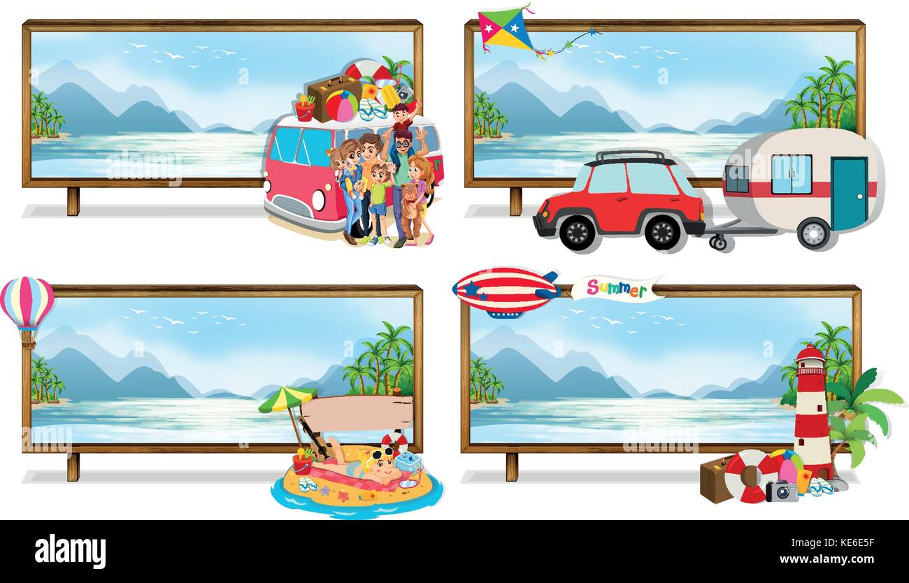 Family holiday car beach Stock Vector Images - Alamy