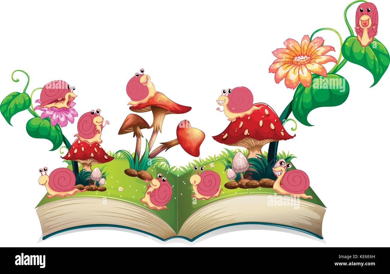 Book of snails in the garden illustration Stock Vector Image & Art - Alamy