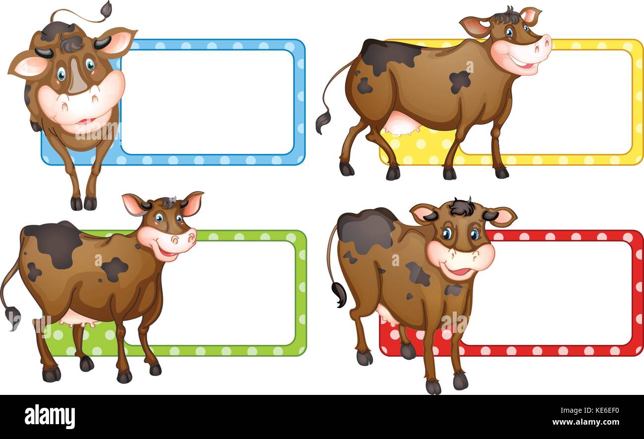 Square labels with brown cows illustration Stock Vector Image & Art - Alamy