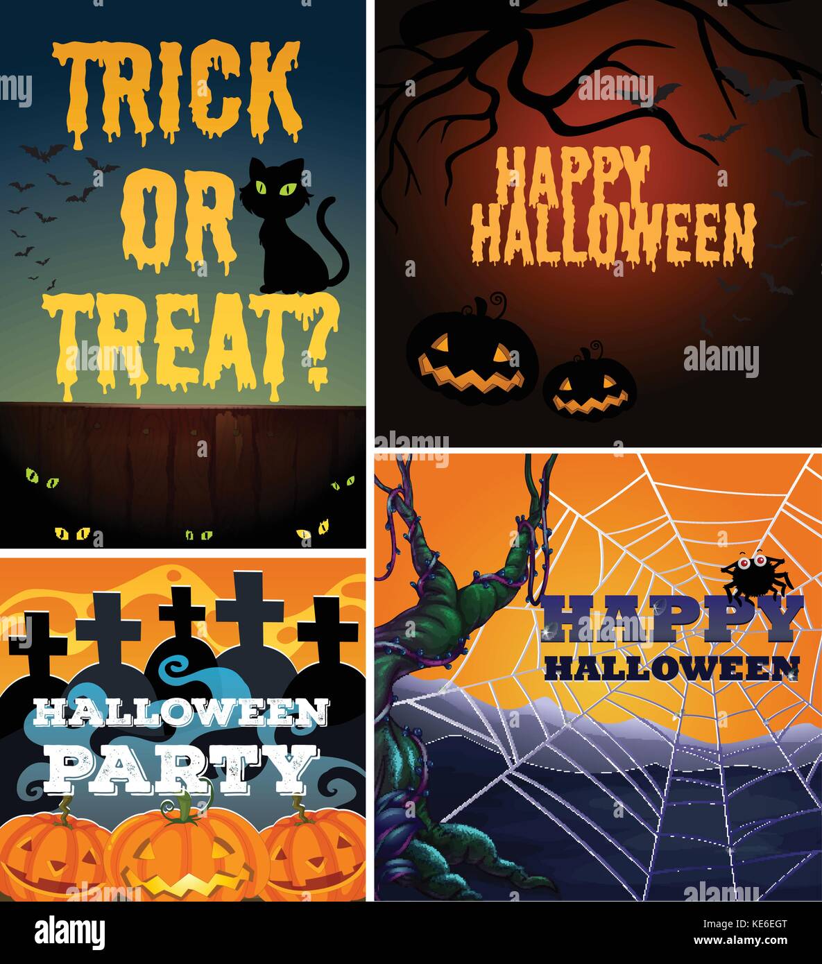 Poster design with halloween theme illustration Stock Vector Image ...