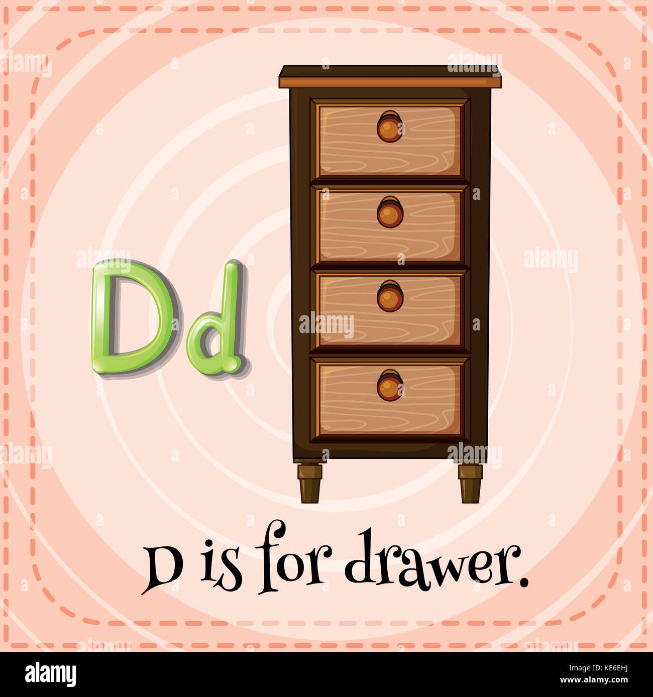 Flashcard letter D is for drawer illustration Stock Vector Image & Art ...
