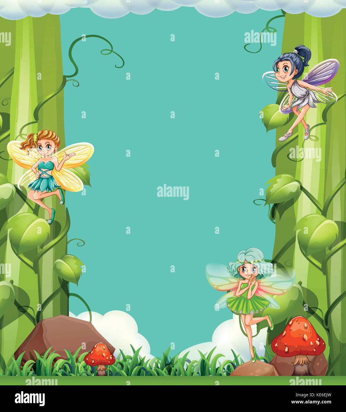 Scene with fairies in the garden illustration Stock Vector Image & Art ...