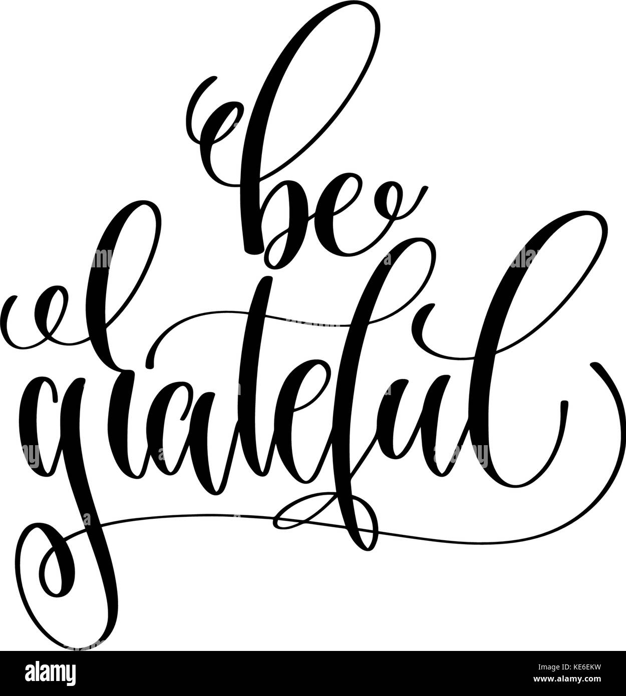 Hand drawn inscription thanksgiving Black and White Stock Photos ...