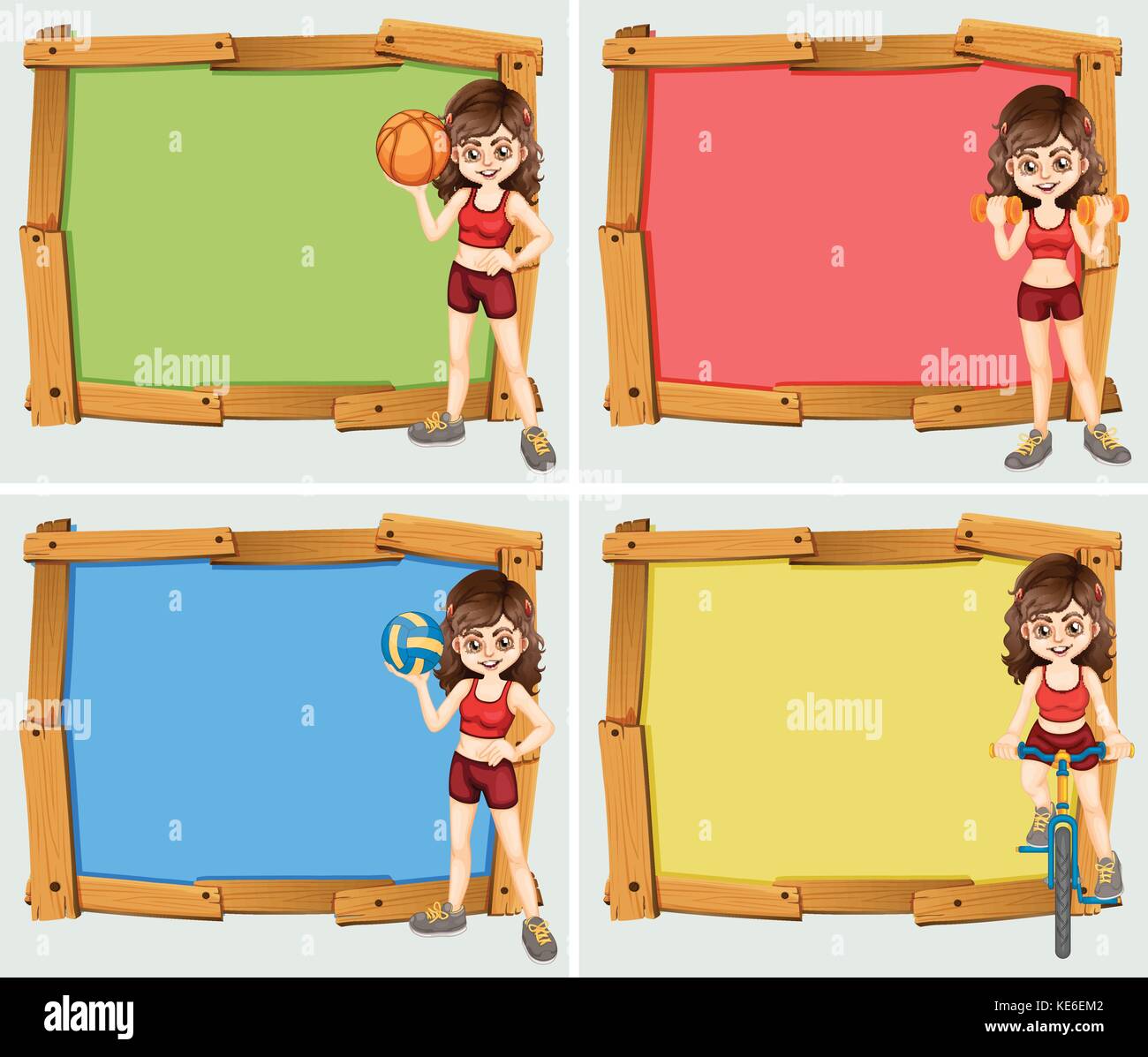 Frame design with woman athlete illustration Stock Vector Image & Art ...