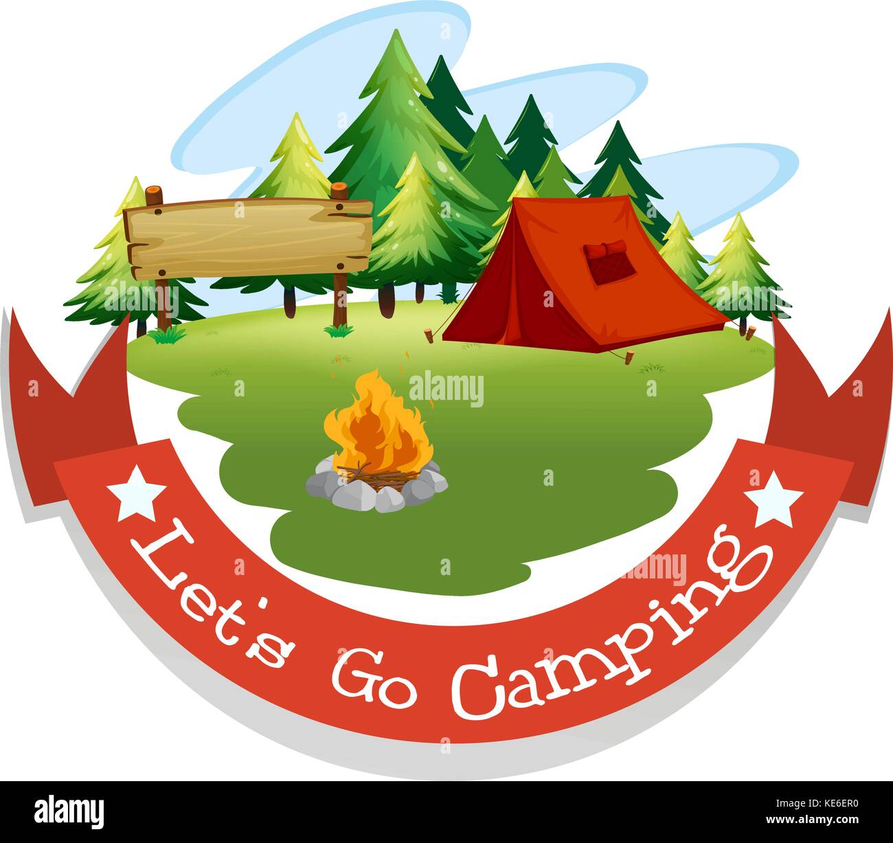 Banner design with camping theme illustration Stock Vector Image & Art ...