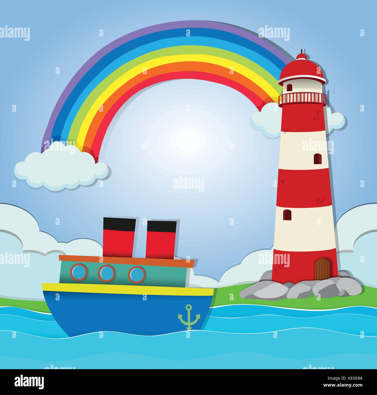 Boat floating in ocean water Stock Vector Images - Alamy