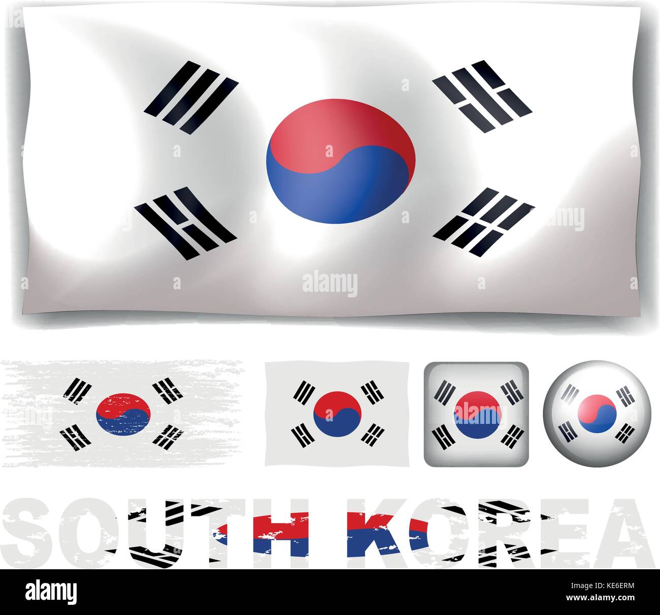 South Korea Flag In Different Designs Illustration Stock Vector Image And Art Alamy