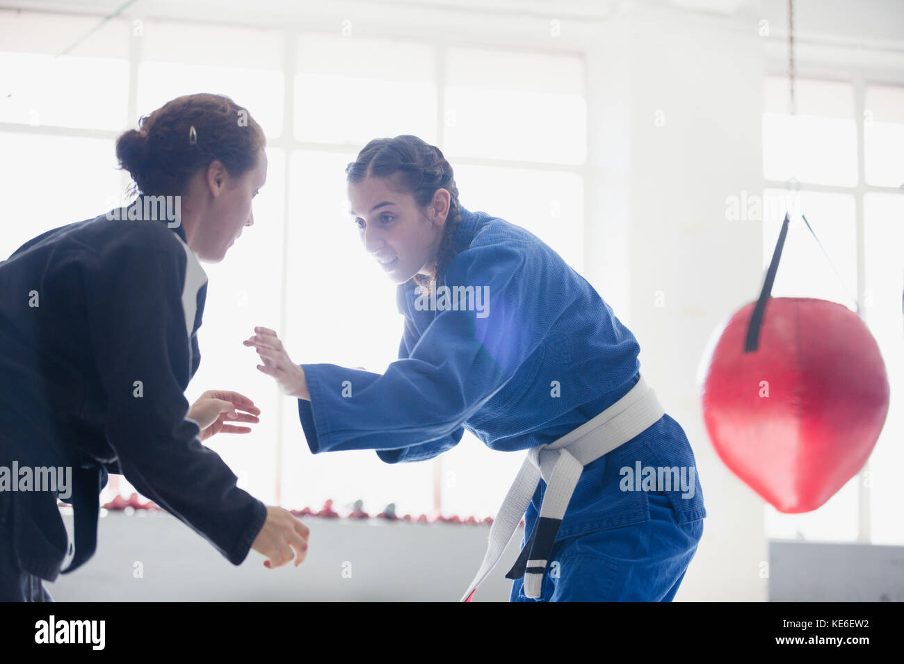 Women practicing judo in gym Stock Photo - Alamy