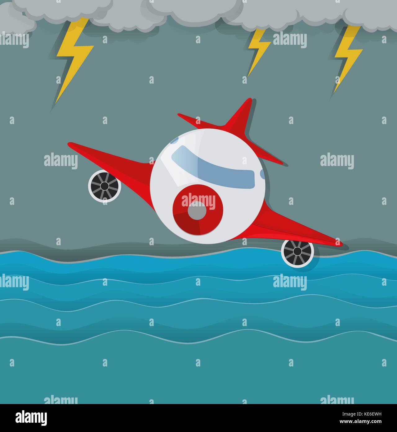 Airplane flying in the middle of storm illustration Stock Vector Image ...