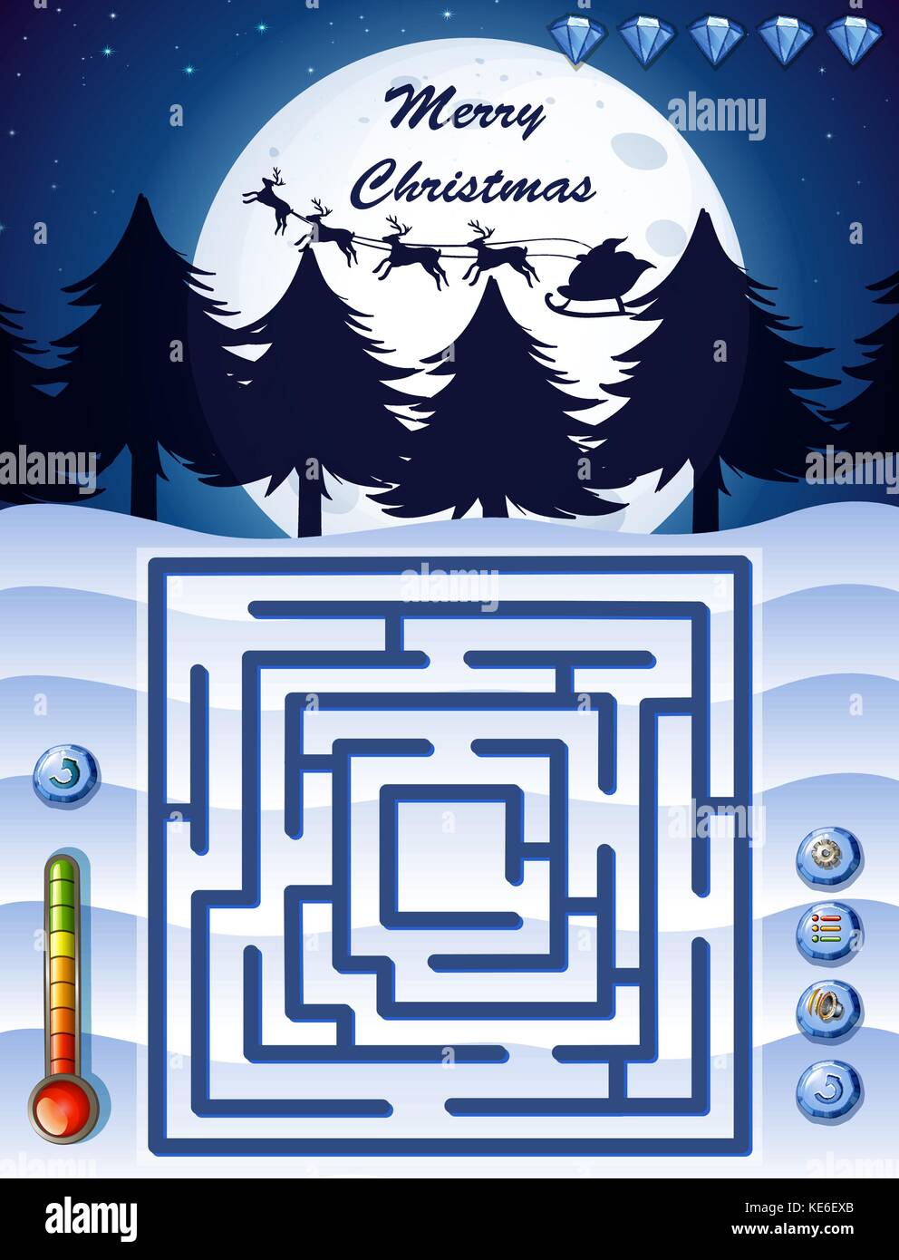 Maze game template with christmas theme illustration Stock Vector Image ...