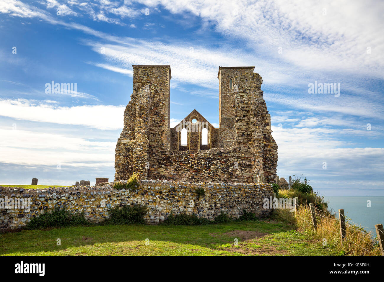 Reculver Towers seen from the eastern side Stock Photo - Alamy