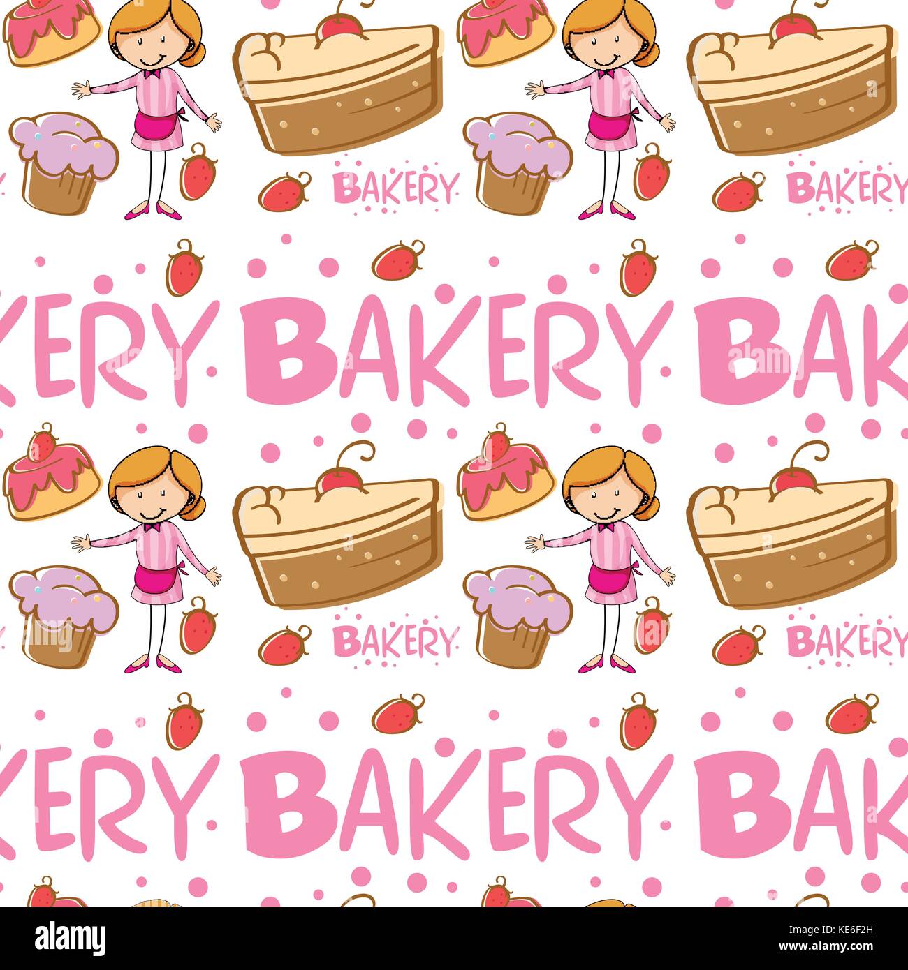 Seamless baker and cakes illustration Stock Vector Image & Art - Alamy