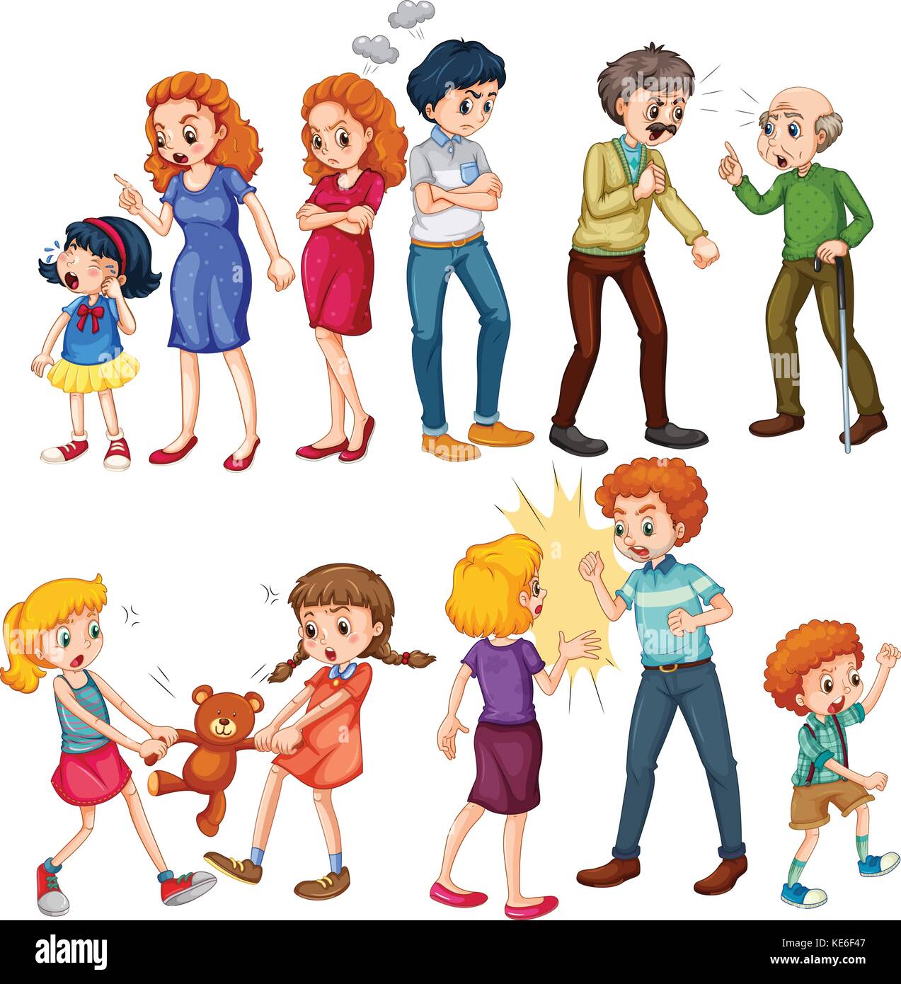 Man and woman expression different moods illustration Stock Vector ...