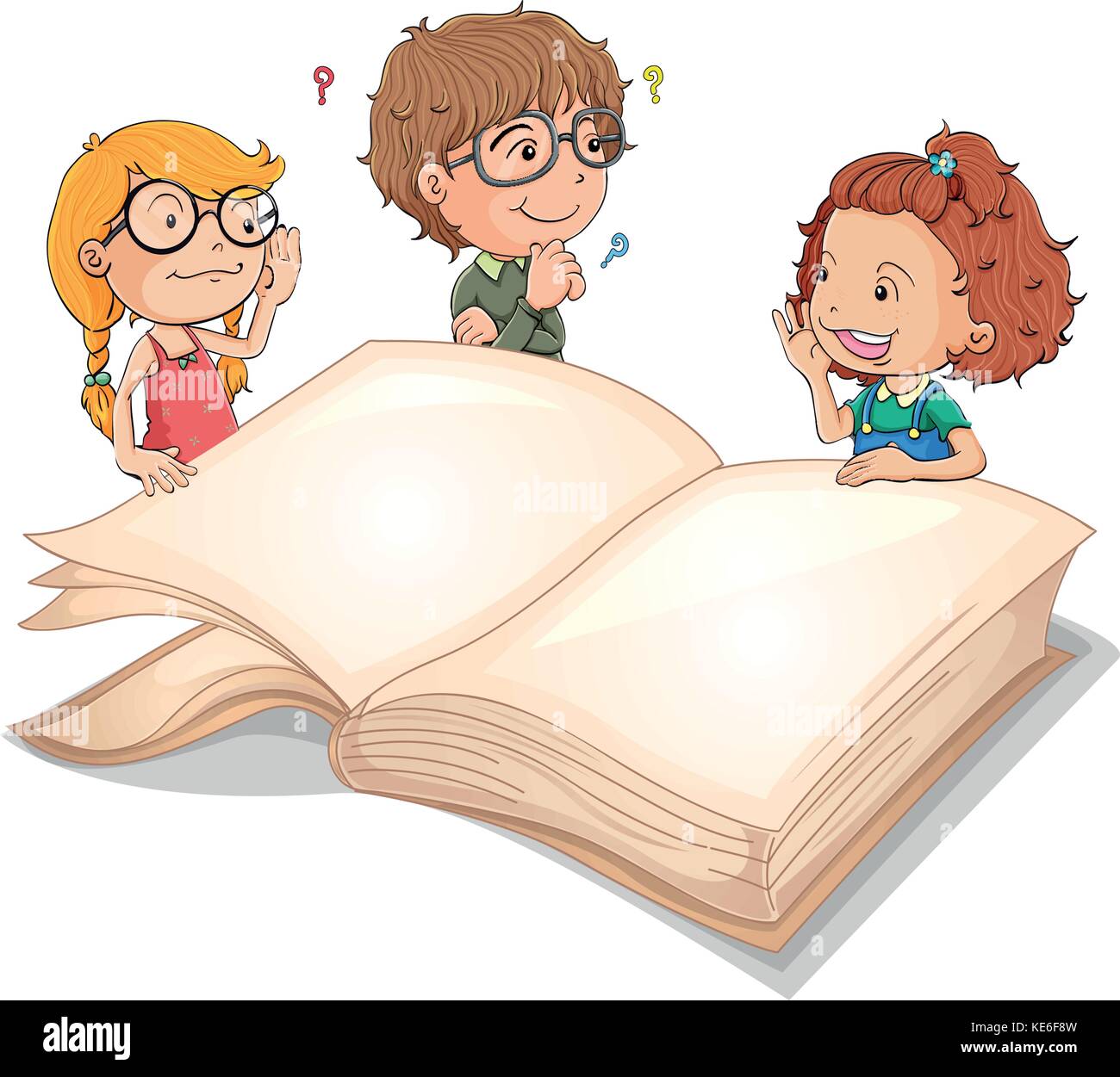 Children and giant book illustration Stock Vector Image & Art - Alamy