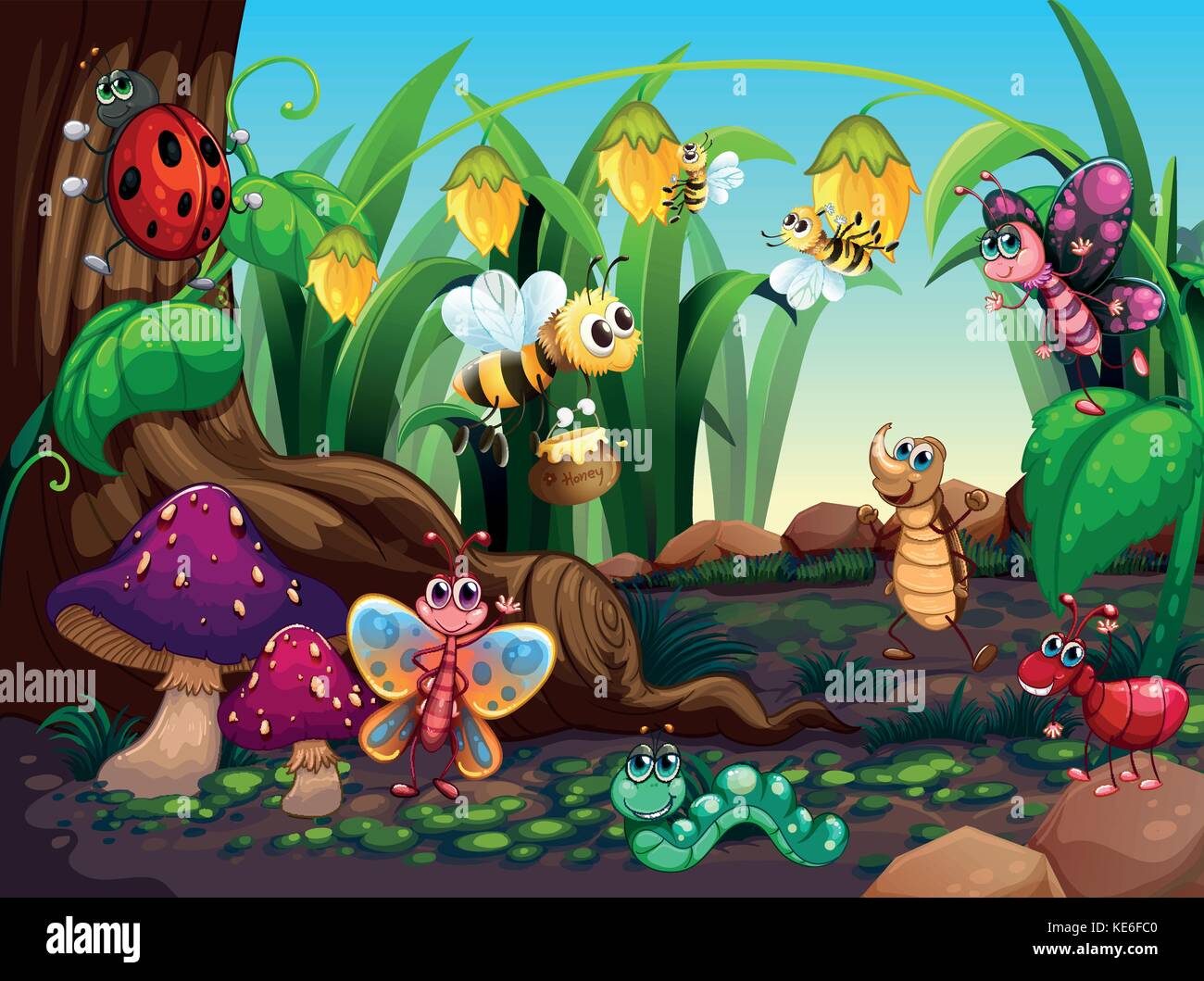 Many insects living in the garden illustration Stock Vector Image & Art ...