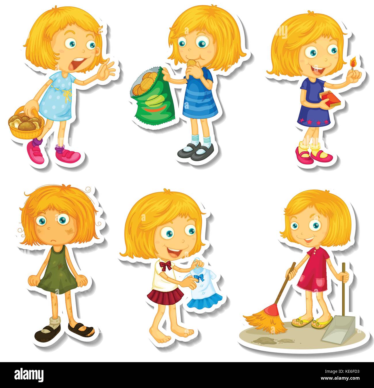 Blond Girl Doing Different Activities Illustration Stock Vector Image blond-girl-doing-different-activities-illustration-stock-vector-image
