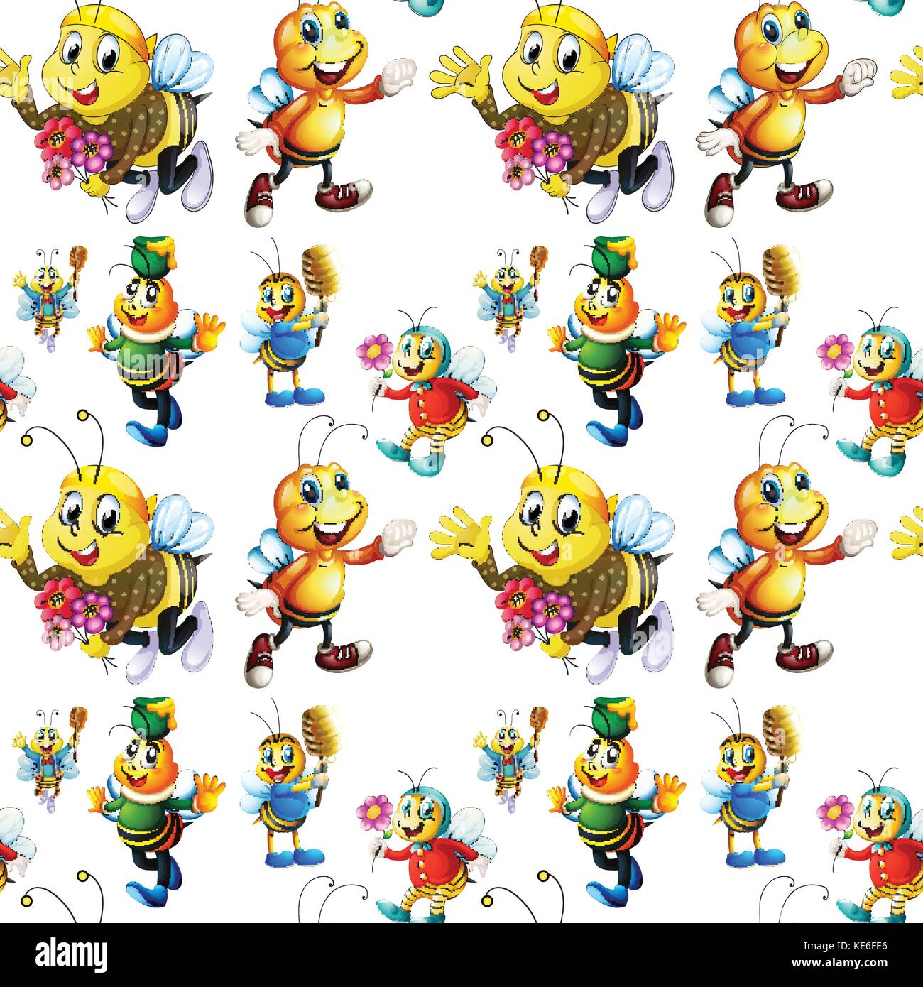 Seamless bee in cute costume illustration Stock Vector Image & Art - Alamy