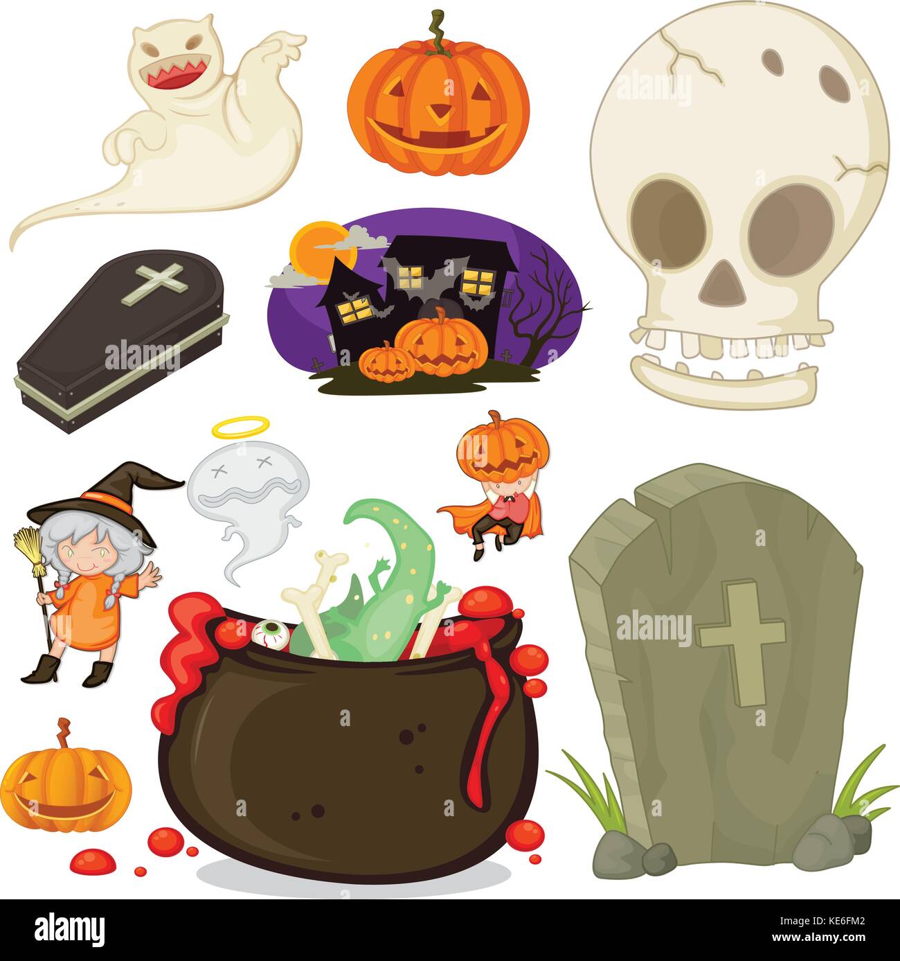 Halloween theme with different objects illustration Stock Vector Image ...
