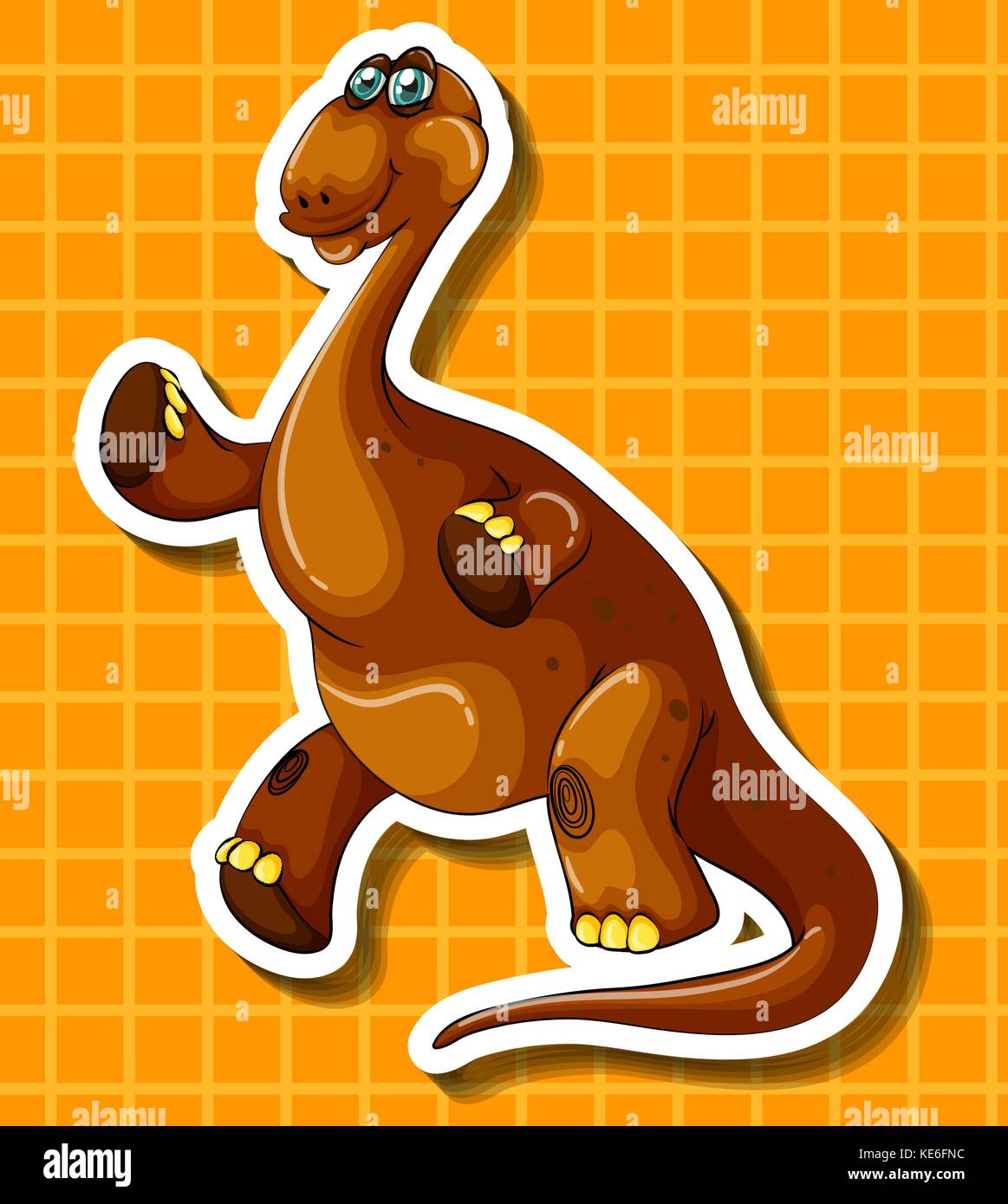 Brown dinosaur on yellow background illustration Stock Vector Image ...