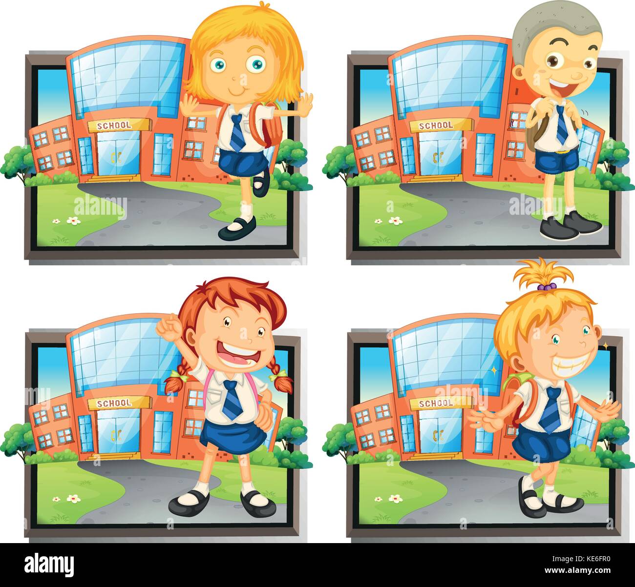 School uniform students vector vectors hi-res stock photography and ...