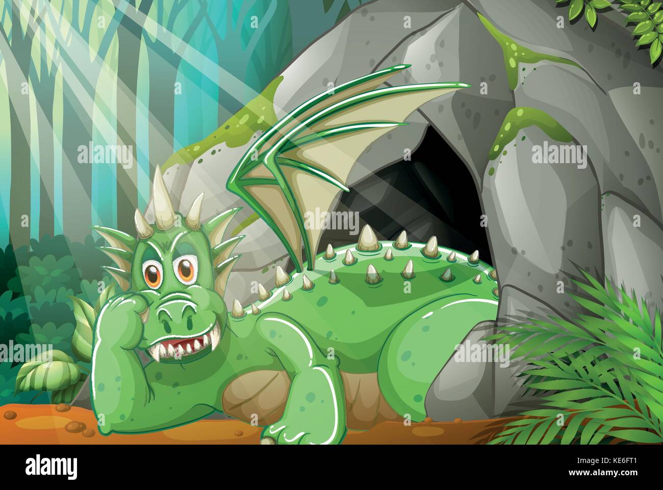 Dragon living in the cave illustration Stock Vector Image & Art - Alamy