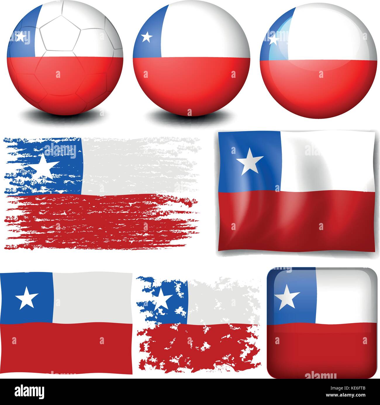 Chile flag in different designs illustration Stock Vector Image & Art ...