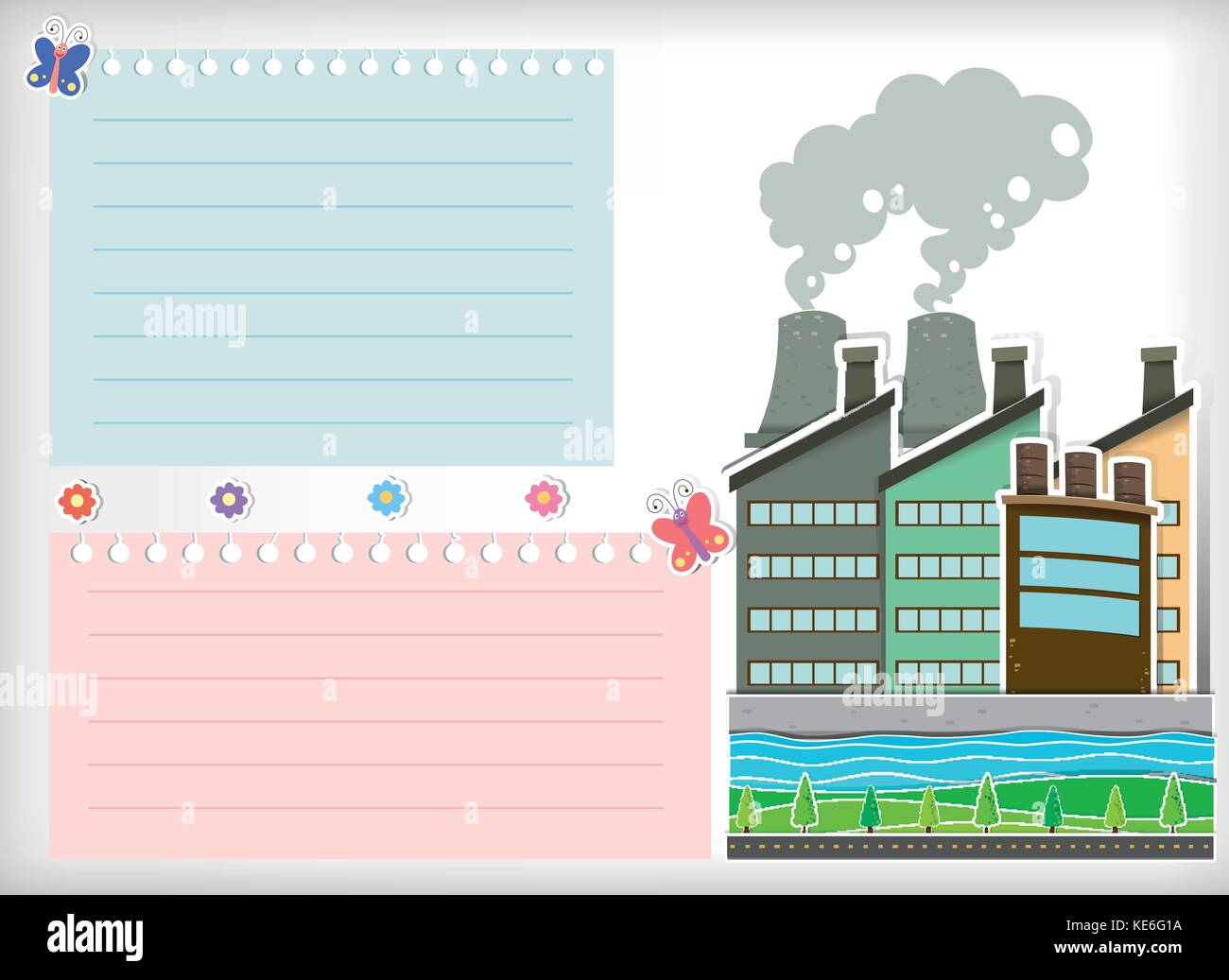 Paper design with park and factories illustration Stock Vector Image ...