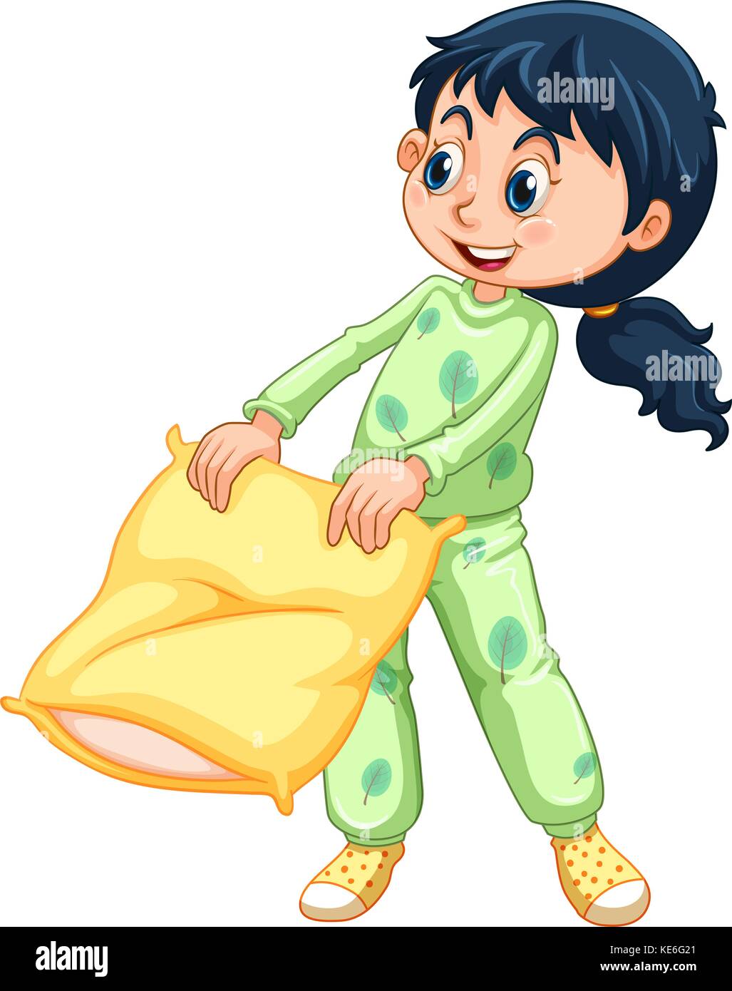 Girl in green pajamas illustration Stock Vector Image & Art - Alamy
