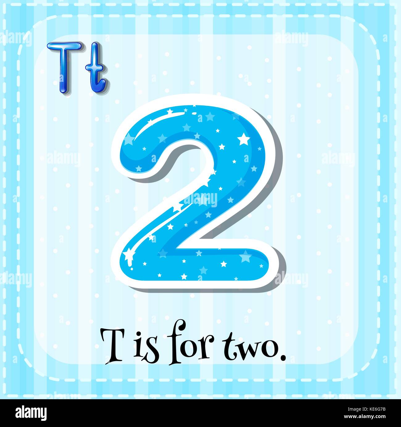 Flashcard alphabet T is for two illustration Stock Vector Image & Art ...