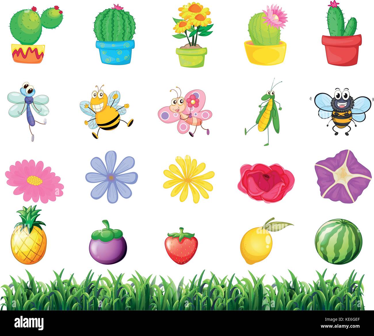 Plants and insects in the garden illustration Stock Vector Image & Art ...