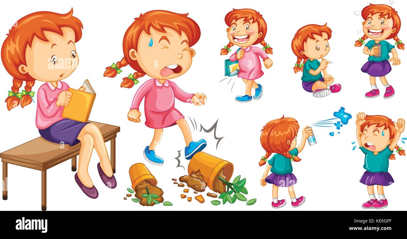 Girl doing different activities illustration Stock Vector Image & Art ...