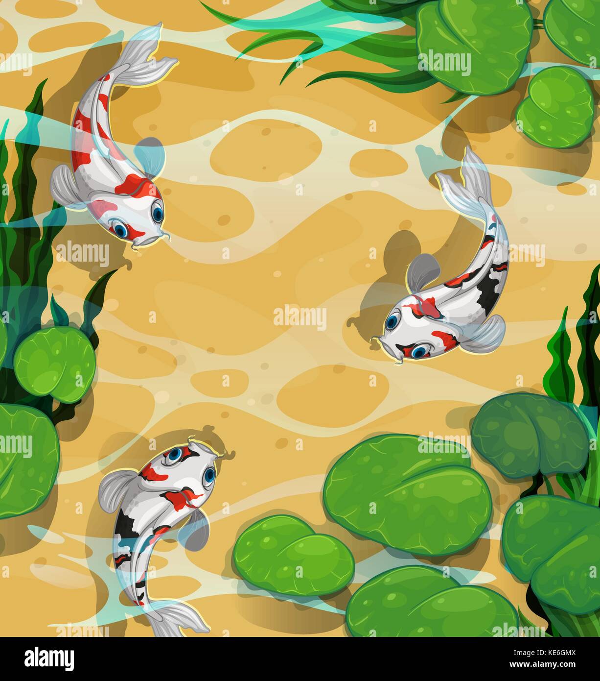 Three fish swimming in the pond illustration Stock Vector Image & Art ...