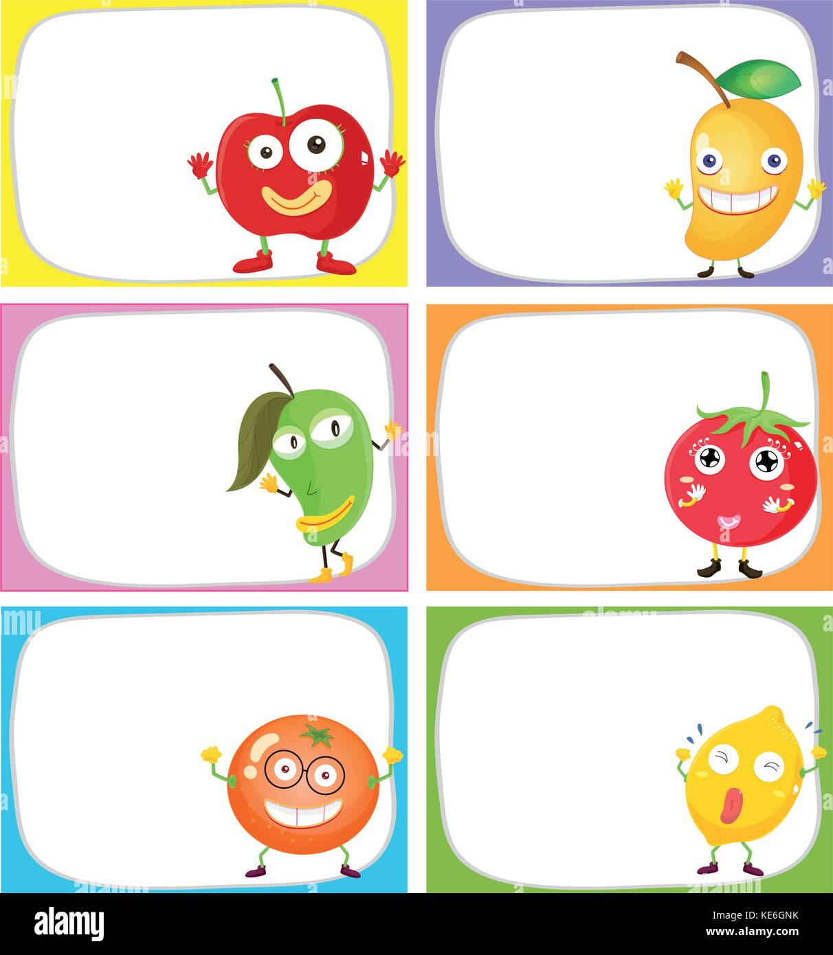 Square label design with fresh fruits illustration Stock Vector Image ...