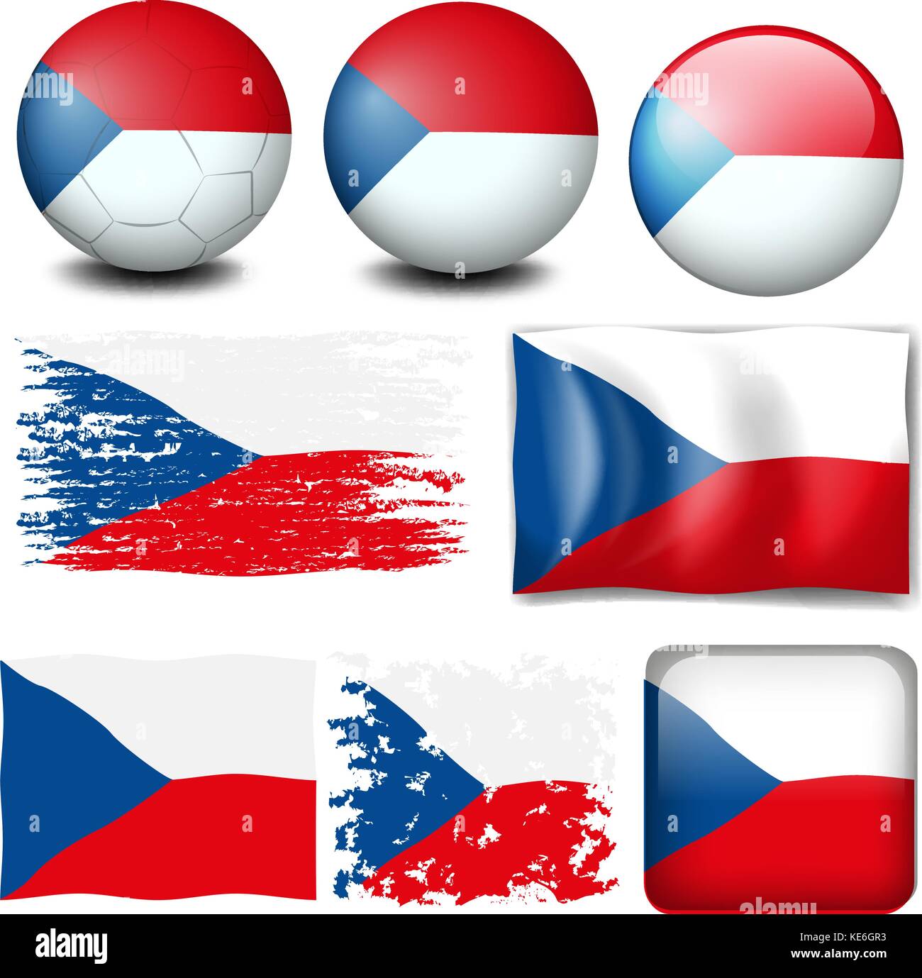 Czech Republic flag in different designs illustration Stock Vector ...