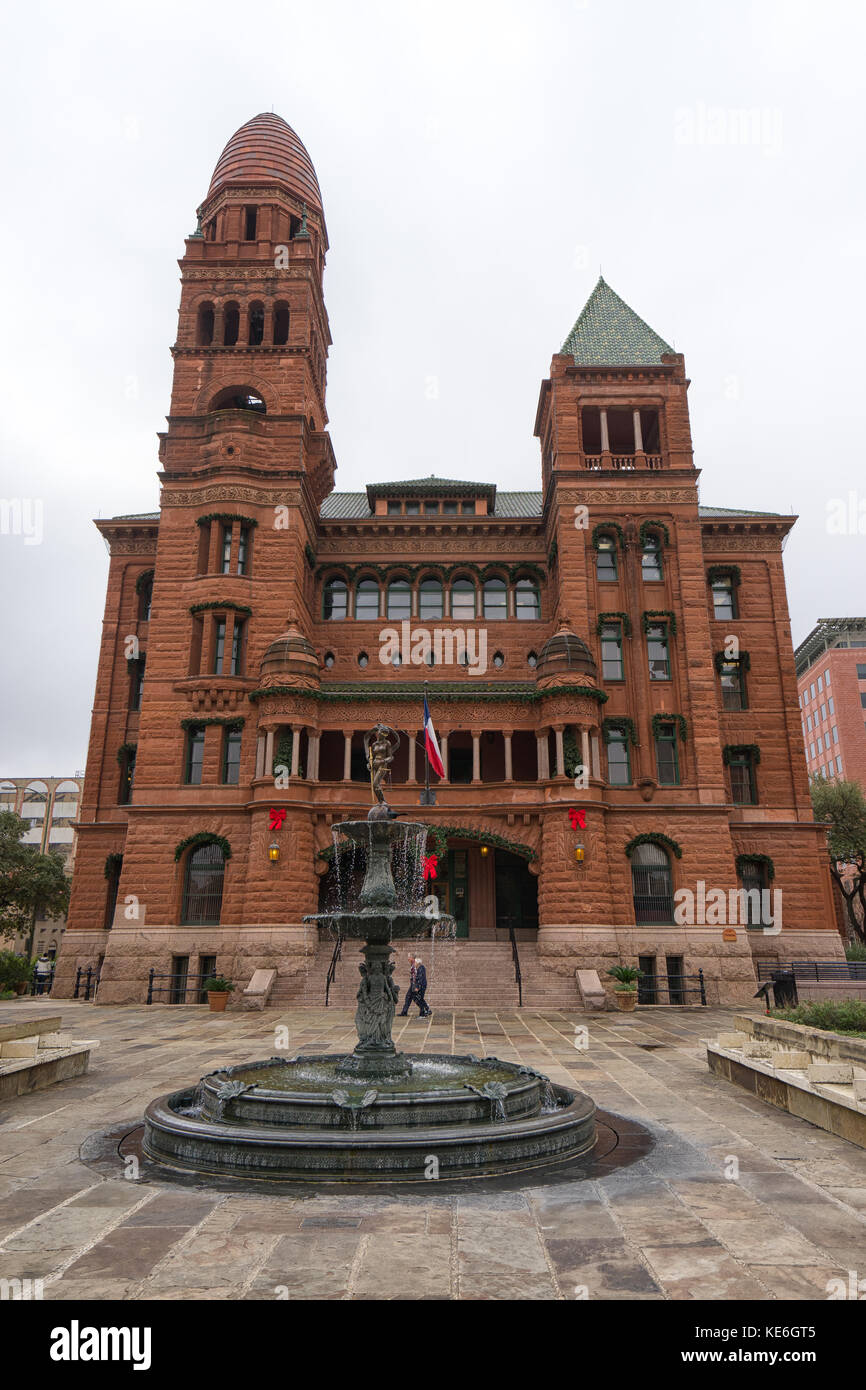 January 8, 2016 San Antonio: the Bexar county courthouse built of red ...