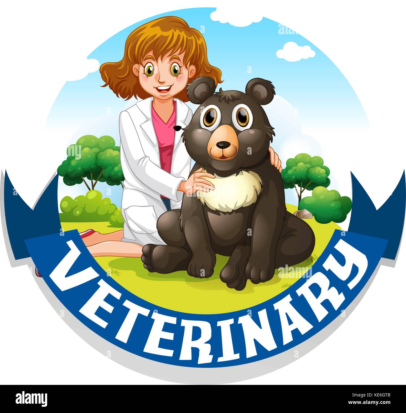 Veterinary sign with vet and bear illustration Stock Vector Image & Art ...