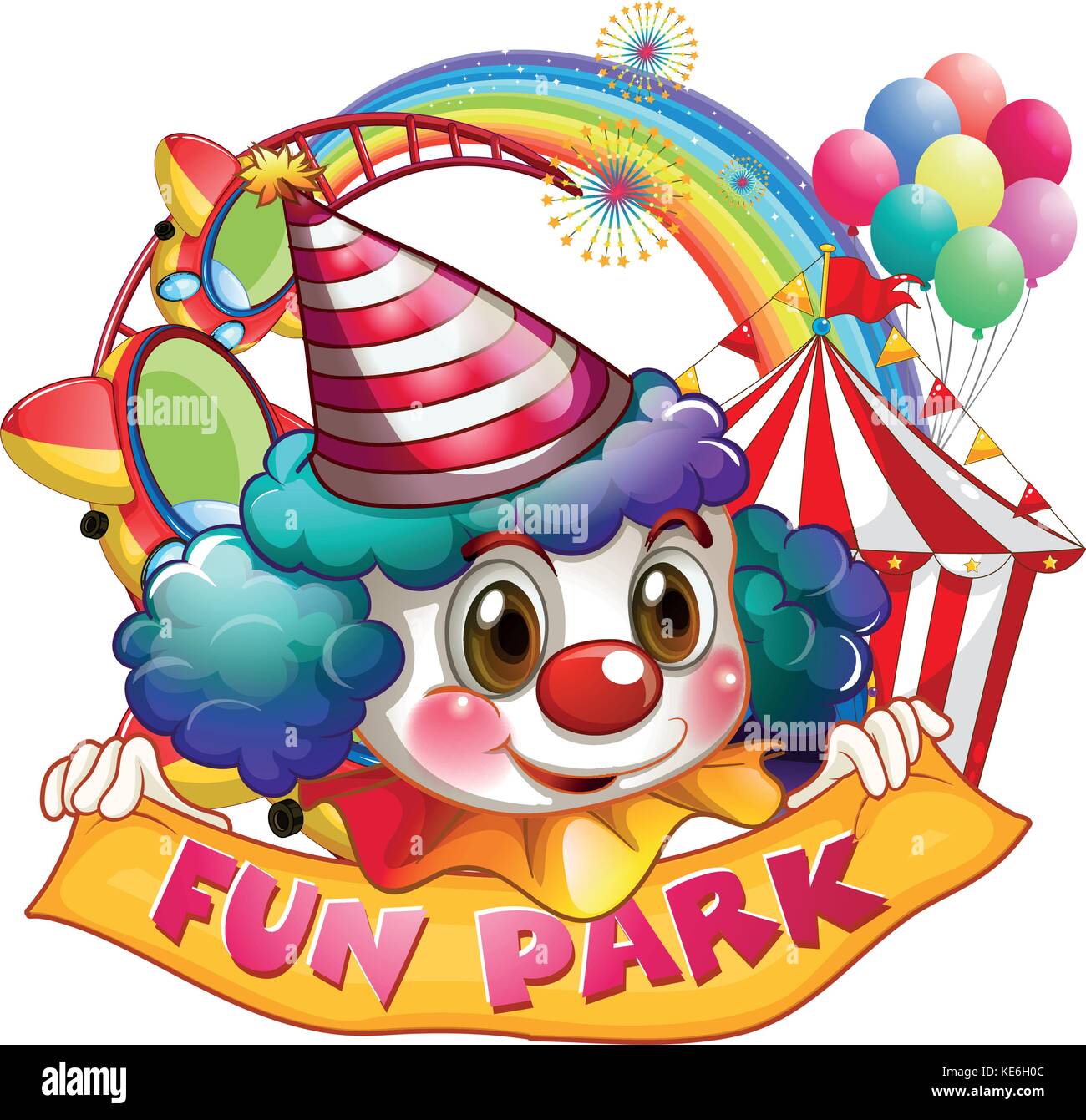 Jester and fun park sign illustration Stock Vector Image & Art - Alamy