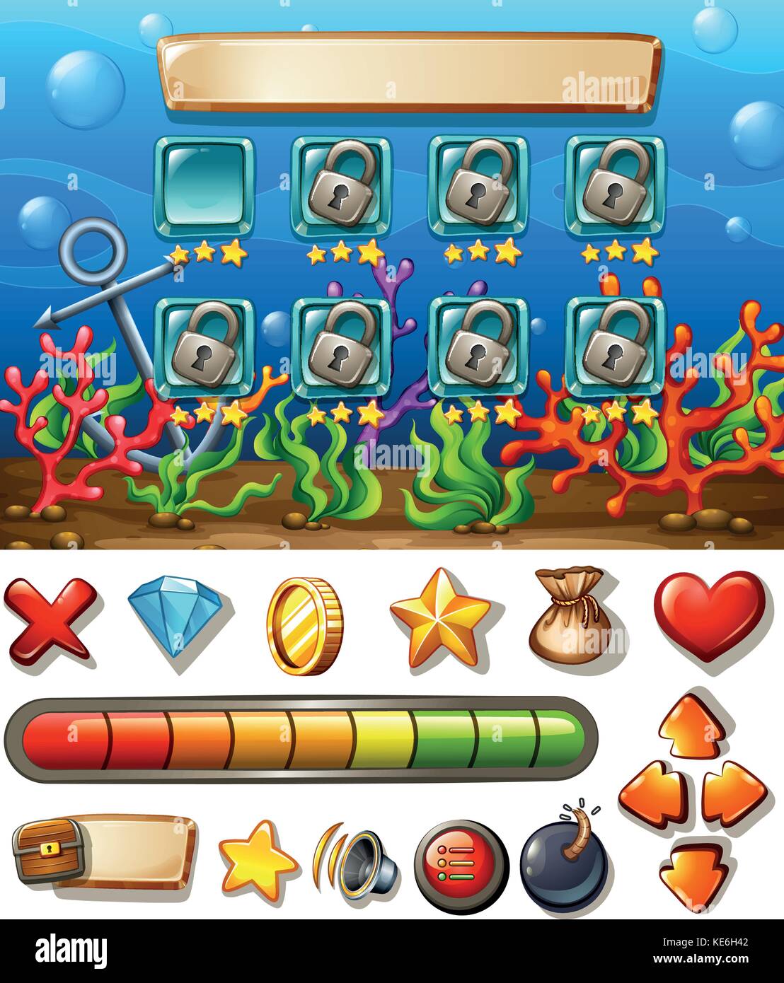 Game template with underwater background illustration Stock Vector ...