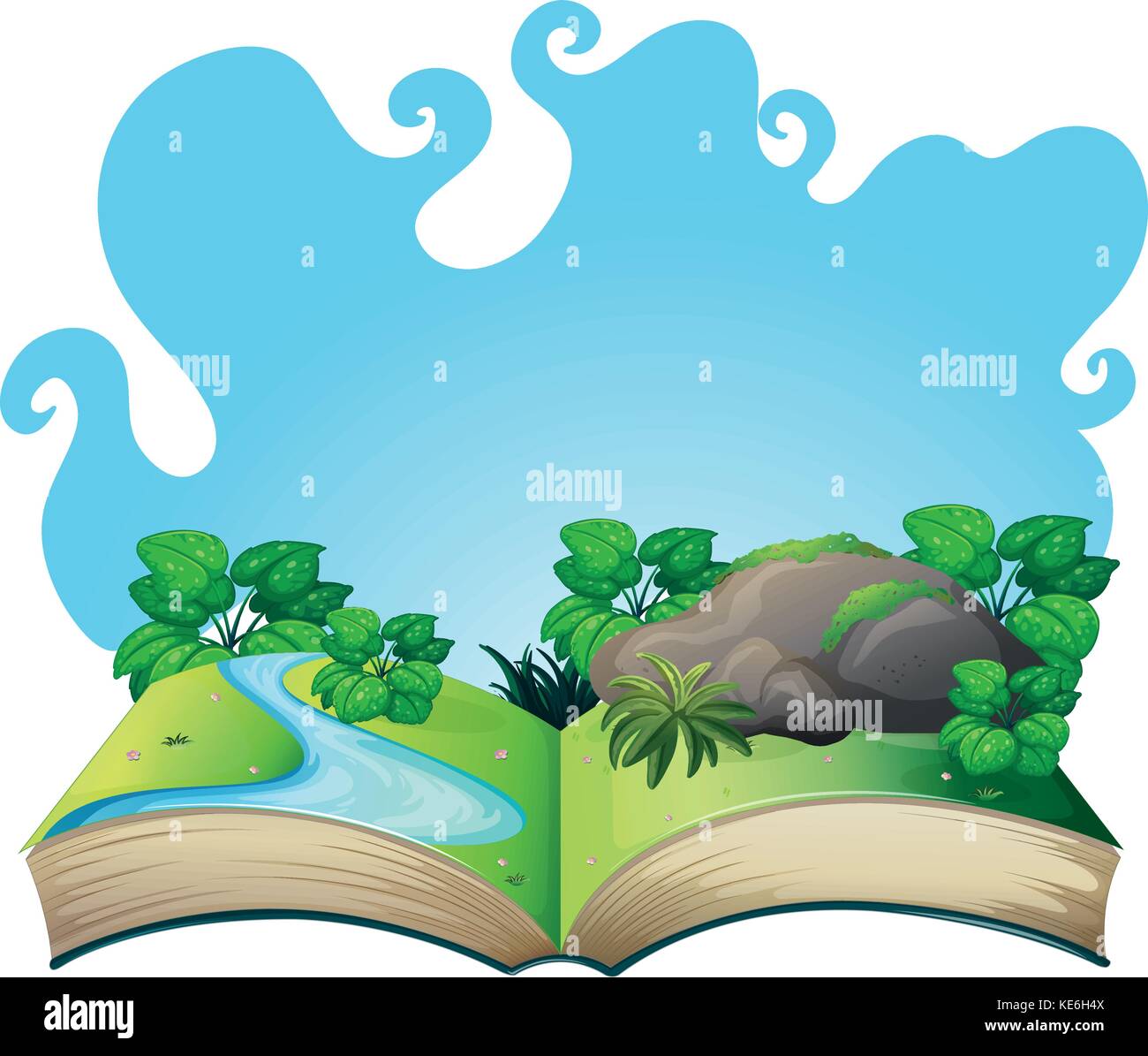 Book with nature scene illustration Stock Vector Image & Art - Alamy