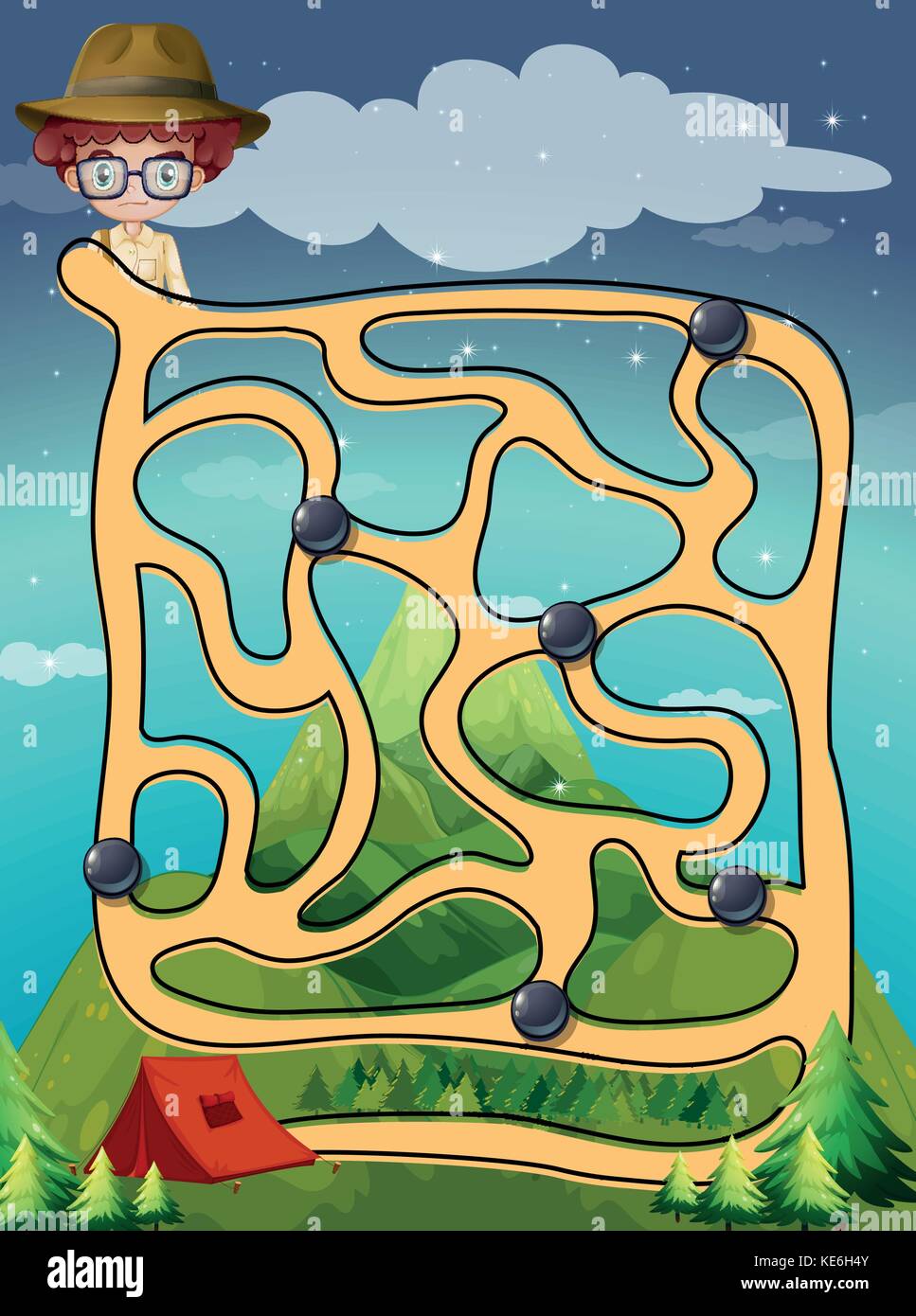 Game template with camping theme illustration Stock Vector Image & Art ...