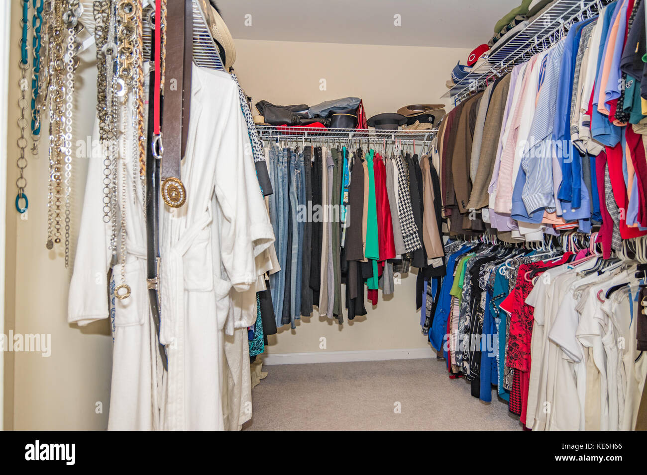 Closet interior of middle class American home in Kentucky USA Stock ...