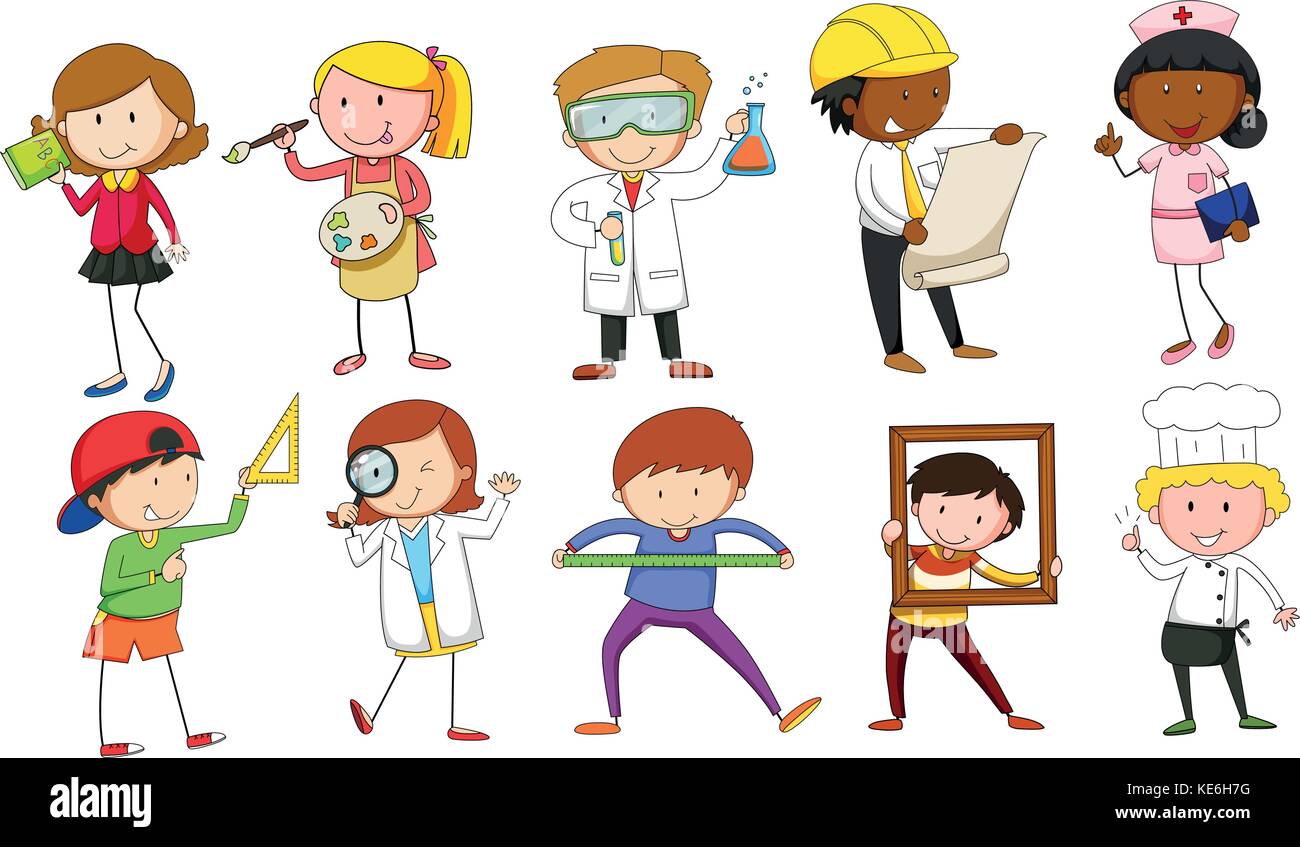 Mand and woman in different occupations illustration Stock Vector Image ...