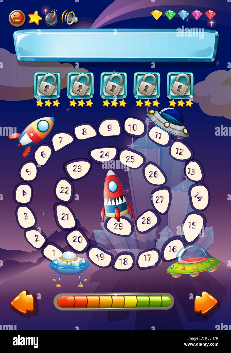 Game template with rockets in the space illustration Stock Vector Image ...